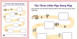 The 3 Little Pigs Story Map Writing Frame - Twinkl