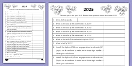 New Year's Math Fun 2025 Activity for 3rd-5th Grade - Twinkl