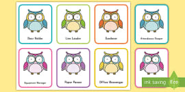 Owls Classroom Jobs Pack (Teacher-Made) - Twinkl
