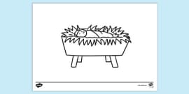 Jesus In A Manger | Colouring Sheets (teacher made) - Twinkl