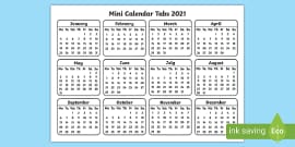 Mini Calendar Tabs 2022 (teacher made)