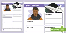 Mae Jemison KS1 Fact File - Space - Astronaut - Scientist