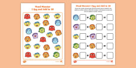Monster-Themed Number Recognition to 10 Peg Activity