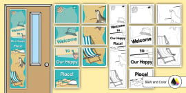 Editable Beach Theme Labels (teacher made) - Twinkl