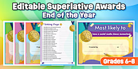 End of Year Award Certificates for K-2nd Grade