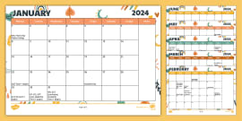 Editable 2024 Calendar (teacher made) - Twinkl