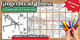 KS2 Christmas Collaborative Colouring - Twinkl