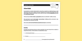 Adverbs or Adverbials Worksheet | KS3 SpaG | Beyond English