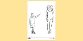 FREE! - Boy Pointing to Object Colouring Sheet | Colouring Sheets