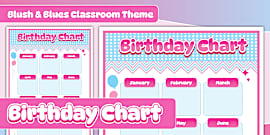 Muted Rainbow Themed Classroom Birthday Chart Display Poster