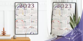 Botanical Themed | Month at a Glance Calendar | 2022-2023