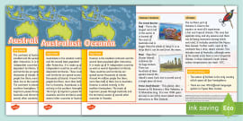 Oceania Fact File Template, Oceania, Australia, Australasia