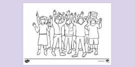 Crowd Of Spectators Colouring | Colouring Sheets - Twinkl