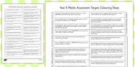 2014 National Curriculum Year 5 Science Assessment Targets Coloring Sheet
