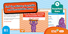 ESL Countable and Uncountable Nouns PPT Lesson [Teens, A2]