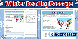 Kindergarten Winter Weather Reading Passage Comprehension