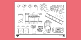 Popcorn Colouring Page (teacher made) - Twinkl
