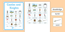 Knight and Castle Word Mat - Primary Resource (teacher made)