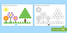 Spring-Themed 2D Shapes Count and Colour Worksheet - Twinkl