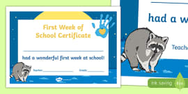 EYFS Well Done on Your First Week at School Certificate