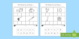 CVC Words 'a' Cut and Paste Worksheets - (teacher made)
