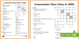 Crossnumber Place Value Worksheet - Maths - Year 6 - Twinkl