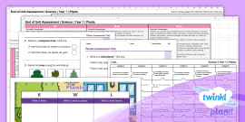 Science: Plants: Assessment Test Year 1 (teacher made)