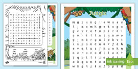 Jungle Words Colouring Sheets (teacher made) - Twinkl