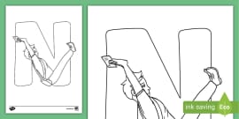 FREE! - Letter N Colouring Page | Colouring Sheets - Twinkl