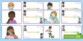 Picture Description Cards Who What Doing To What Where Set 2