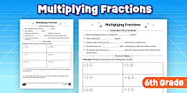 Sixth Grade Math Dividing Fractions Practice Worksheet