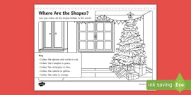Christmas Shapes Colouring Page (teacher made) - Twinkl