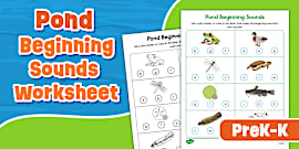 Ocean Life Beginning Sounds Worksheet for PreK-K