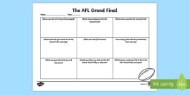 Understanding AFL Comprehension Challenge Sheet-Australia