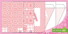 Bunting and Wall Art Pack - Green Gingham (Teacher-Made)