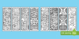 FREE! - Oscar Mindfulness Name Colouring Bookmarks - Twinkl