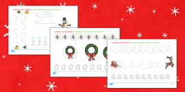 2D Shape Christmas Tree and Festive Items Worksheet