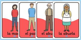 My Family KS1 Family Word Cards Spanish (teacher made)