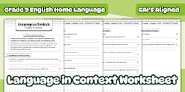 Grade 9 English Home Language Reading and Viewing Comprehension Test (CAPS
