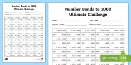 Number Bond Challenge Worksheet (teacher made)