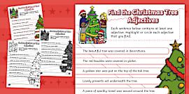 Christmas Adjectives Missing Word Sentence Worksheet