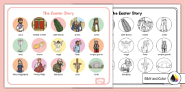 Plansza ze słownictwem Opowieść Wielkanocna po polsku - święta