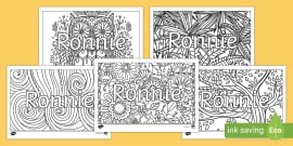 FREE! - Ronnie Name Simple Colouring Activity Sheets