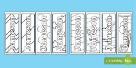 FREE! - * NEW * Theodore Name Simple Colouring Bookmarks