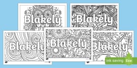 FREE! - Blake Name Simple Colouring Activity Sheet - Twinkl