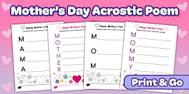 Mother's Day Acrostic Poem Example