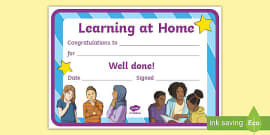 Home Learning Certificate Award Pack (Teacher-Made) - Twinkl