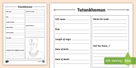 The Ancient Egyptians: Tutankhamun KS2 Facts Sheet