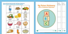 Picture Dictionary Cooking Word Cards (teacher made)