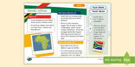 KS2 South Africa Fact File - Geography (teacher made)